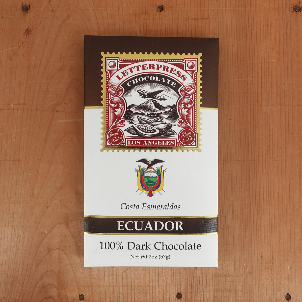 LetterPress Costa Esmeraldas Ecuador 100% Dark Chocolate - 2oz – Bernal ...