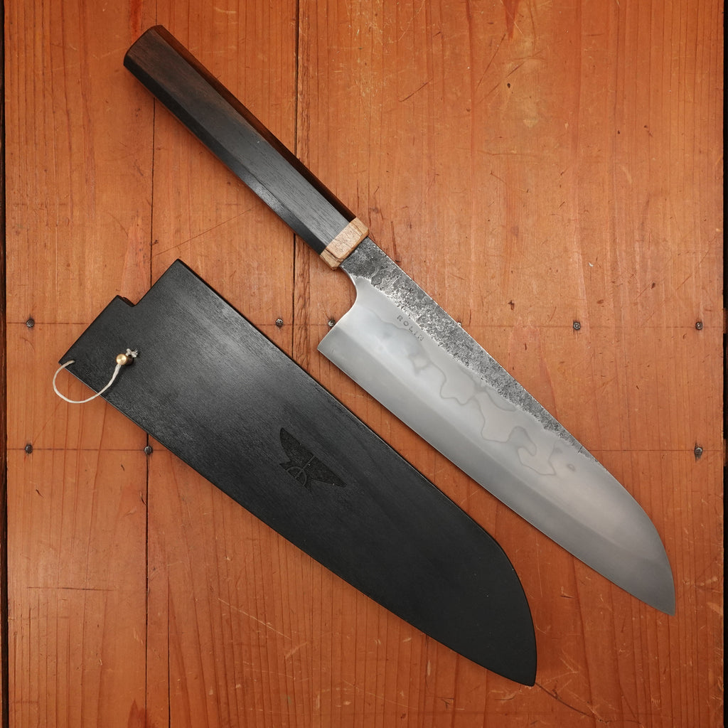 Rolin Knives Honyaki 210mm Gyuto W2 Forge Finish Ebony Spalted Maple w ...