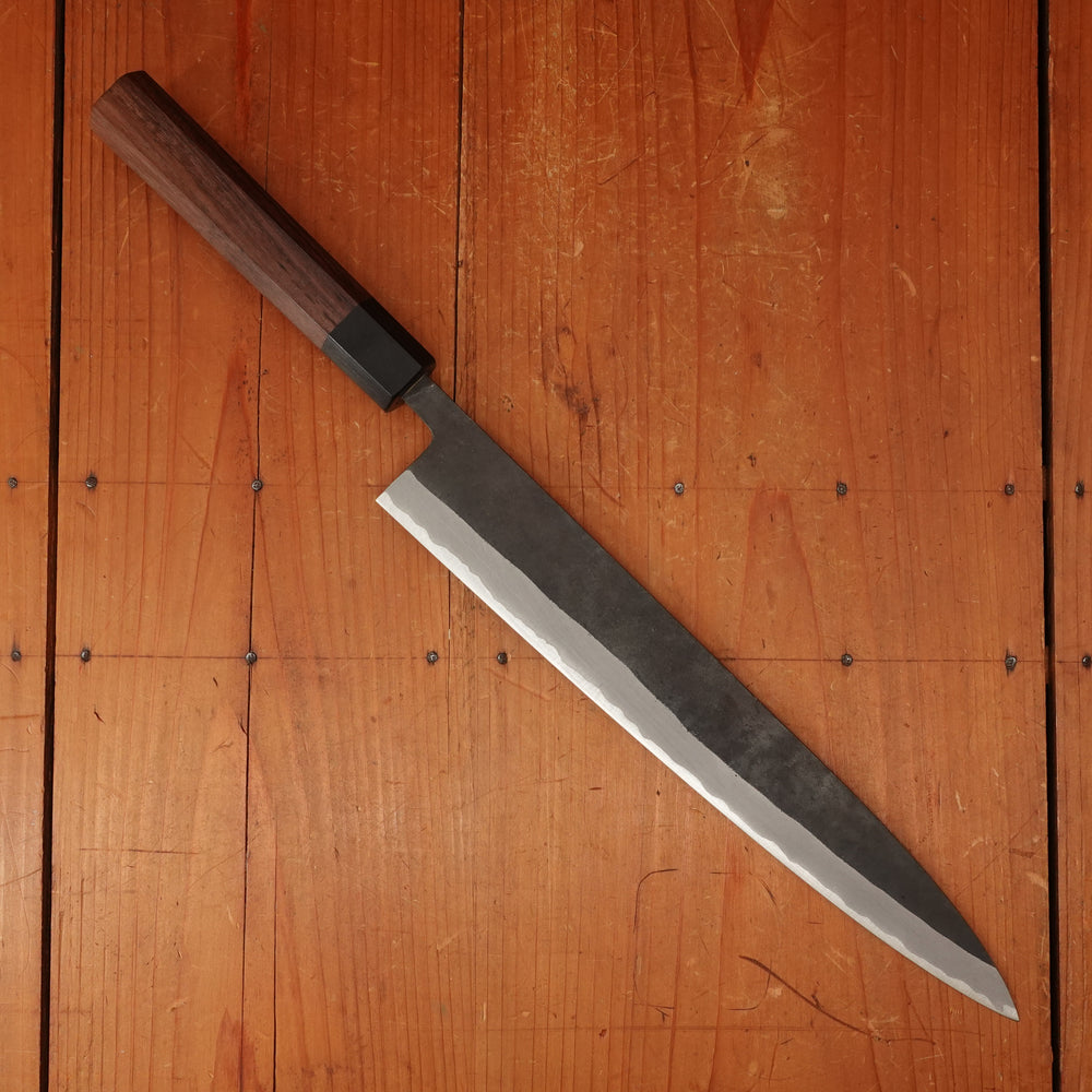 Shiro Kamo 240mm Sujihiki Stainless Clad Aogami Super Oct Red Ebony ...