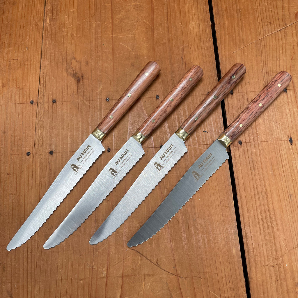 Au Nain Table Knife Set Serrated Stainless Palissander Handles with Bo ...